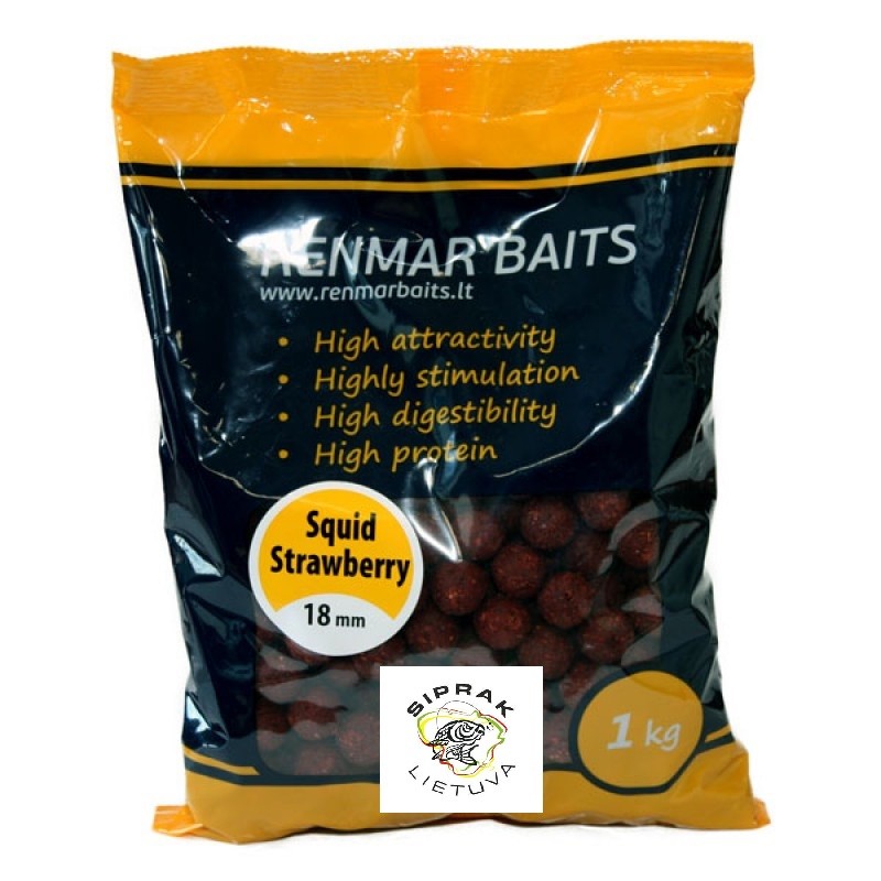 Braškių ir kalmarų skonio boiliai Squid Strawberry Renmar